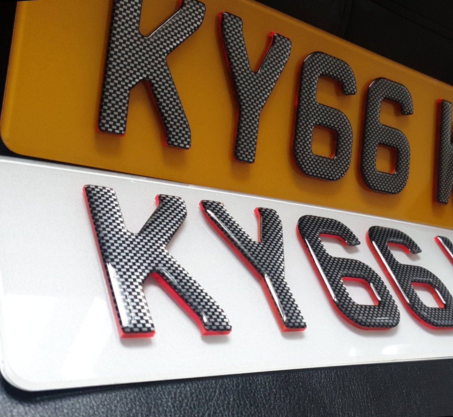 4D Neon Red Carbon Number Plates – CustomizePlates