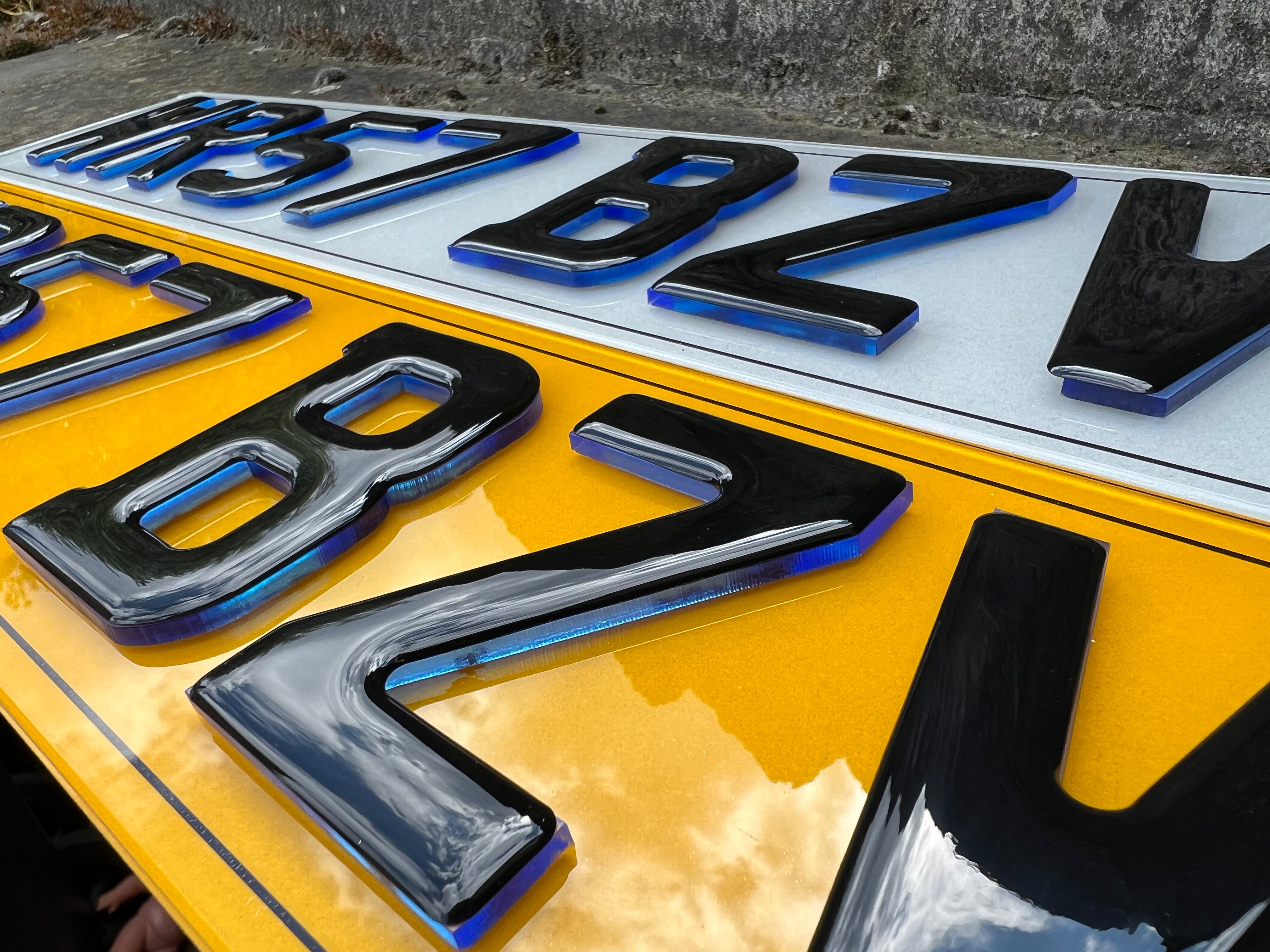 4D Neon Blue Gel Number Plates – CustomizePlates